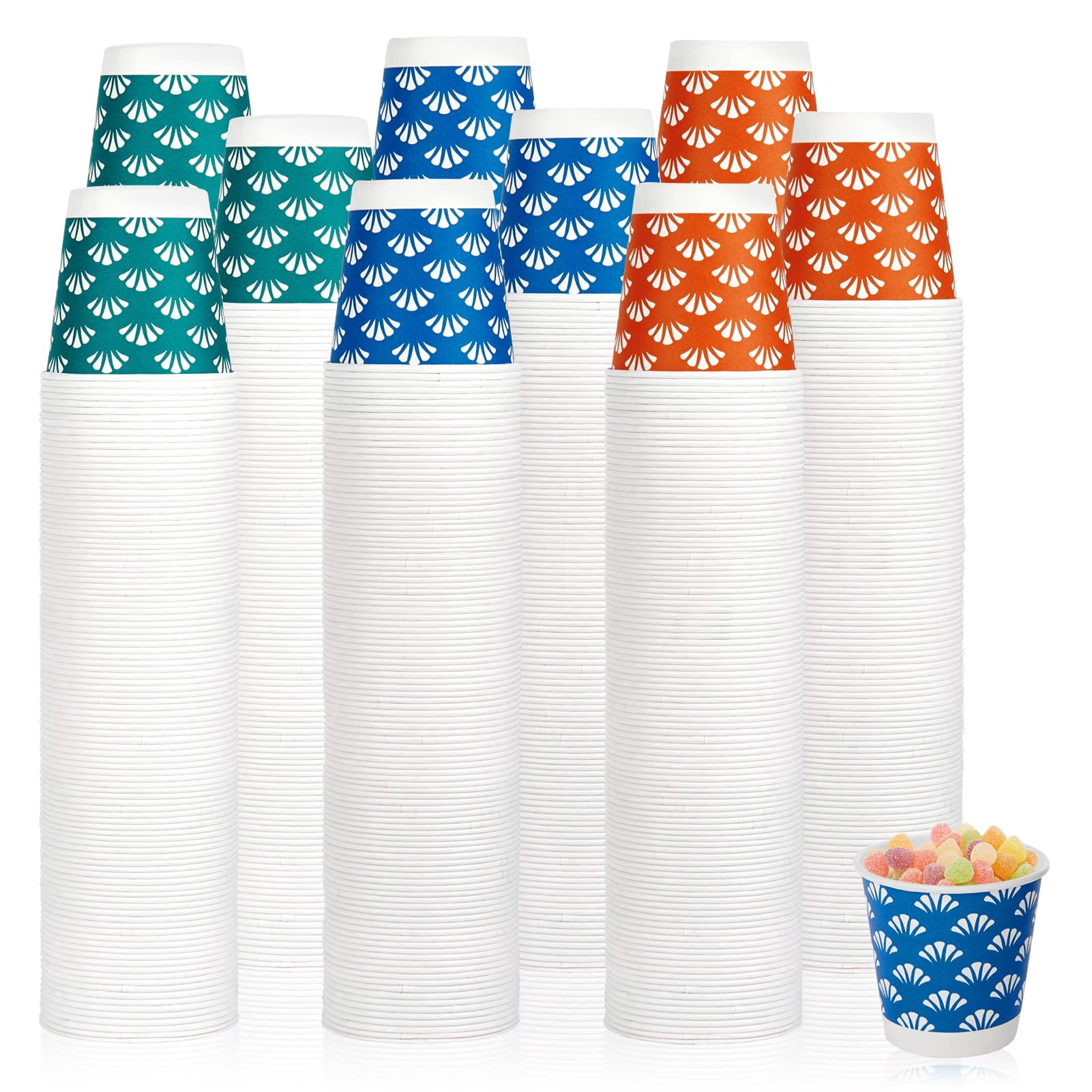 1200 Pack 3 oz Disposable Paper Cups Small Rinse Cups in Mixed Colors ...