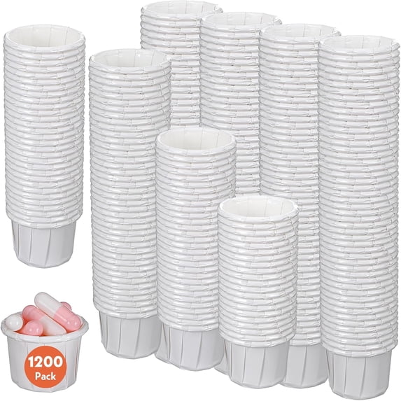 1200 Pcs 0.5oz Paper Souffle Portion Cups, MIni Disposable White Sample ...