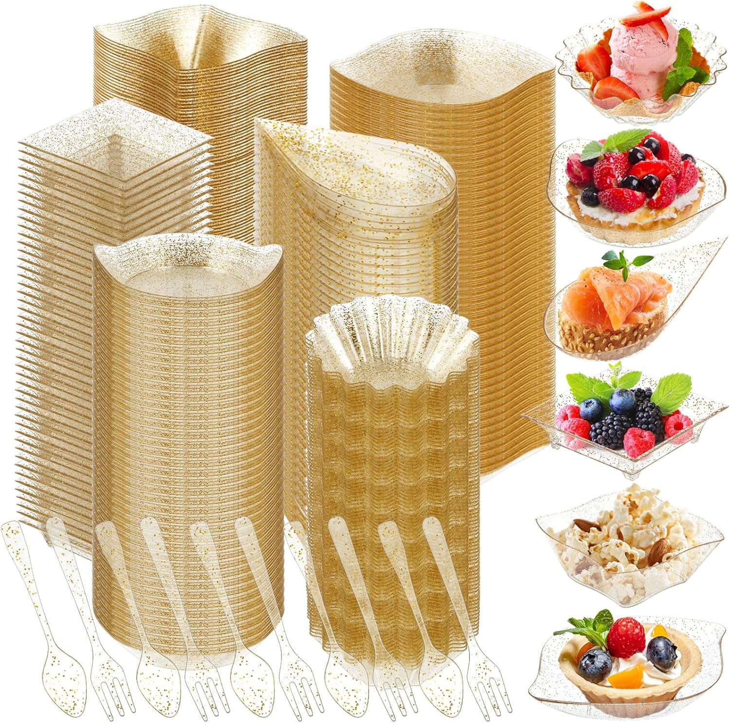 1200 Pcs Mini Appetizer Plates Set Including 600 Pcs 6 Shapes ...