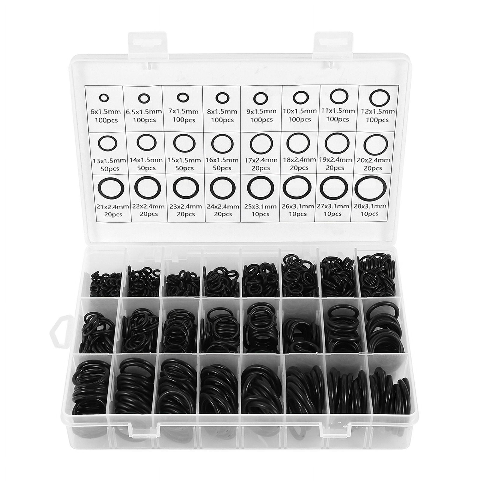 1200 Pcs O Ring Kit,24 Sizes Nitrile Rubber O Rings Assortment Kit for ...