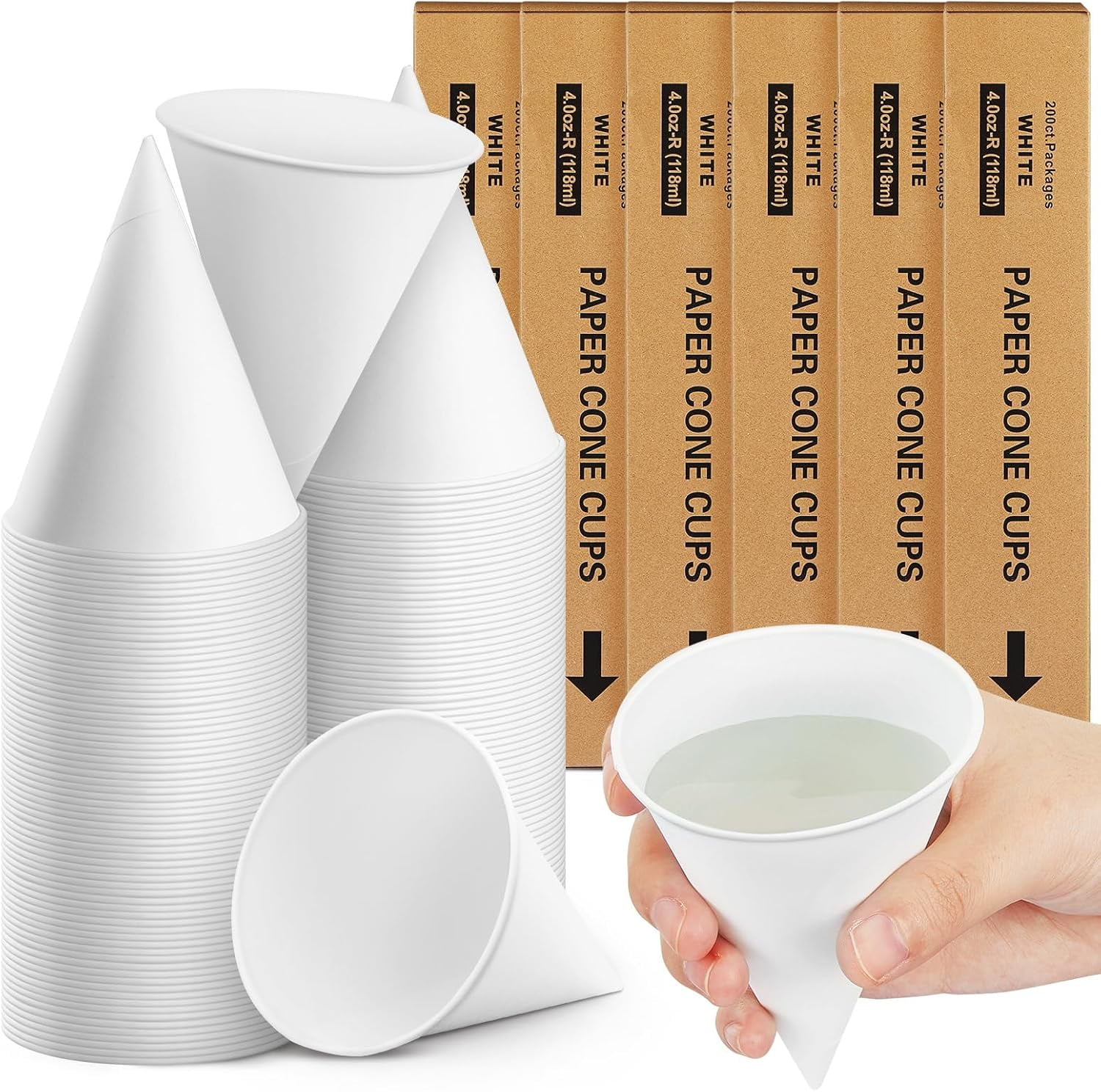 1200 Pcs Paper Cone Cups Thicken Cone Cups Disposable Cone Paper Cups ...
