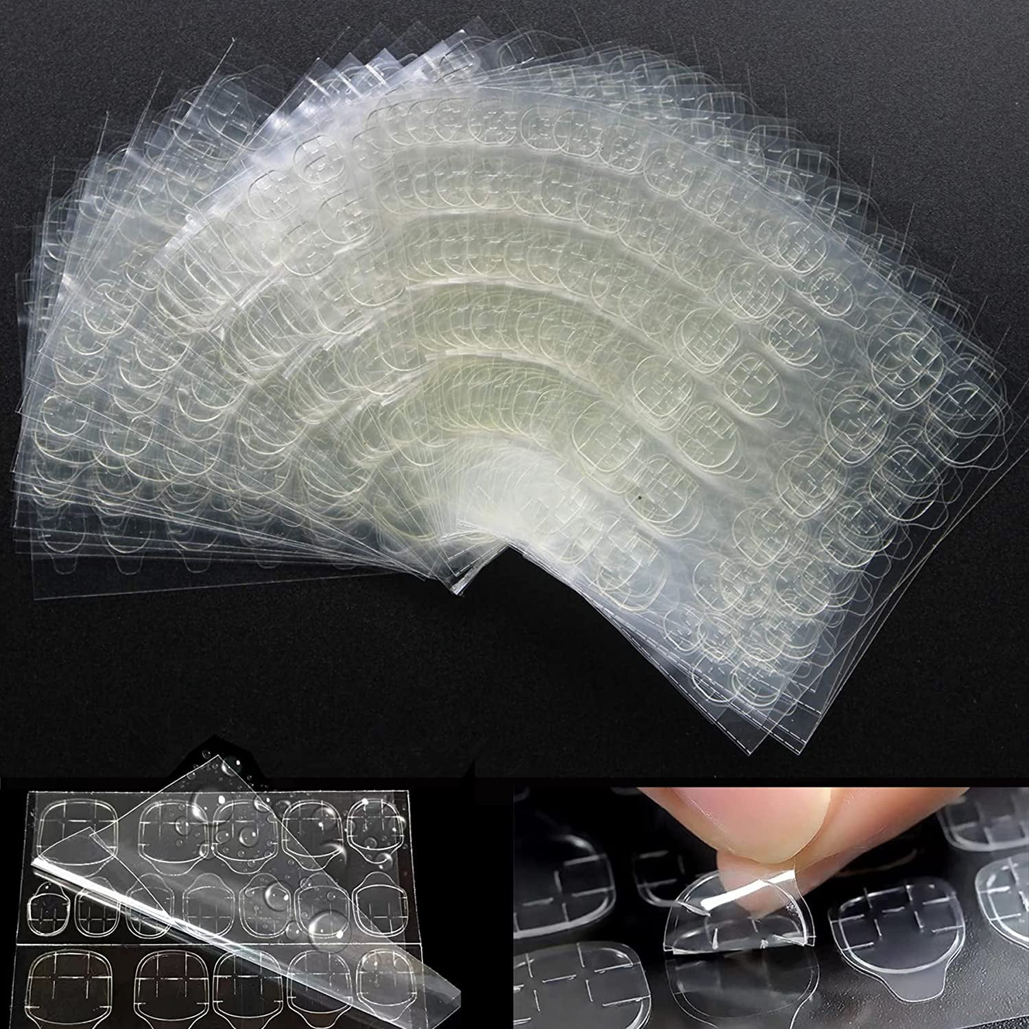 1200 Pcs Thin Breathable Adhesive Tabs Fake Nail Glue Sticker 50 Sheets ...