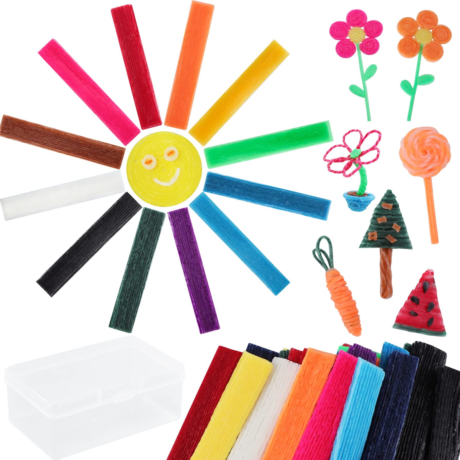 1200 Pcs Wax Craft Sticks for Kids,13 Colors Wax Sticks,Bendable Sticky ...