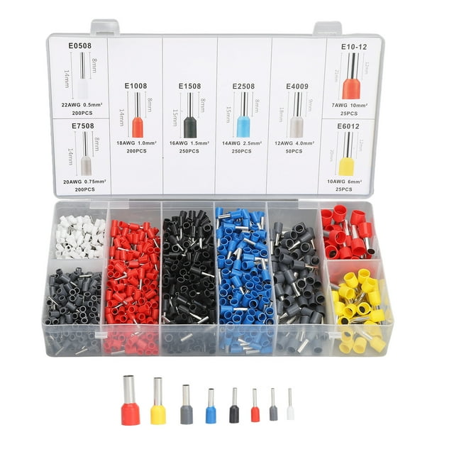 1200 Pcs Wire Crimp Terminal Assortment Kit Cold Pressed Electrical ...