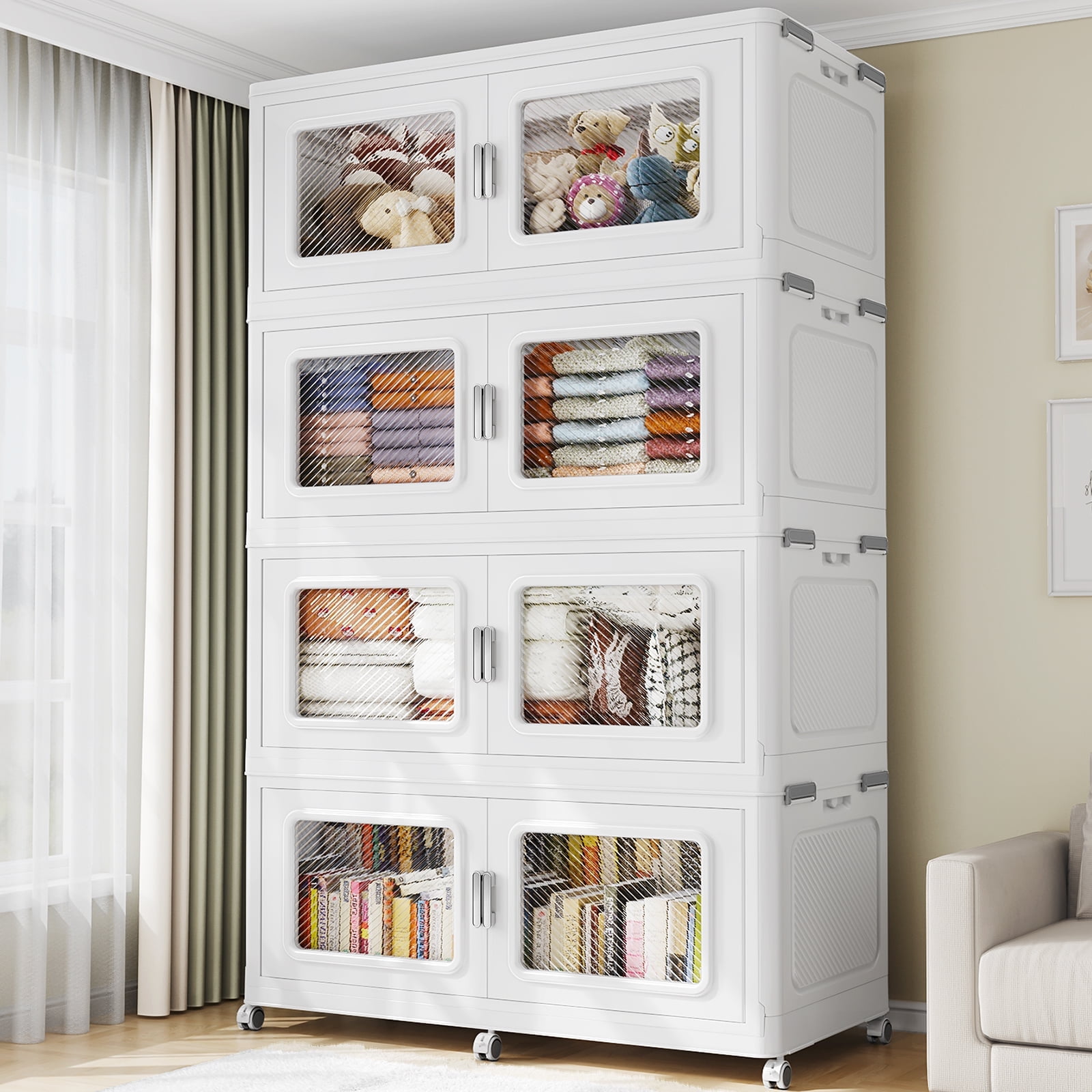 1200Qt Extra Large Stackable Storage Bins with Lid, 300Gal Collapsible ...