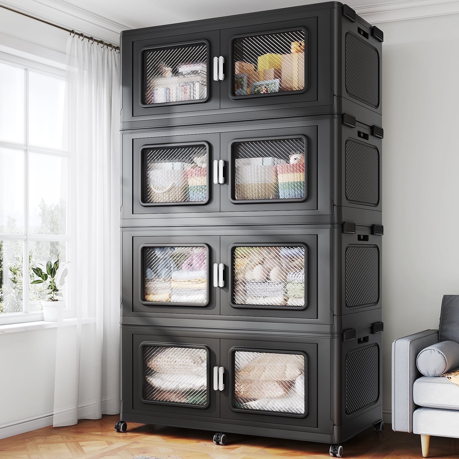 1200Qt Extra Large Stackable Storage Bins with Lid, 300Gal Collapsible ...