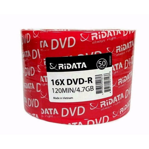 1200 RIDATA Blank 16X DVD-R DVDR Branded Logo 4.7GB Recordable Disc ...