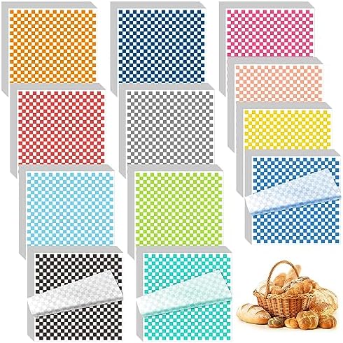 1200 Sheets Waxed Deli Paper Sheets Sandwich Wrap 12 x 12 Inch Plaid ...