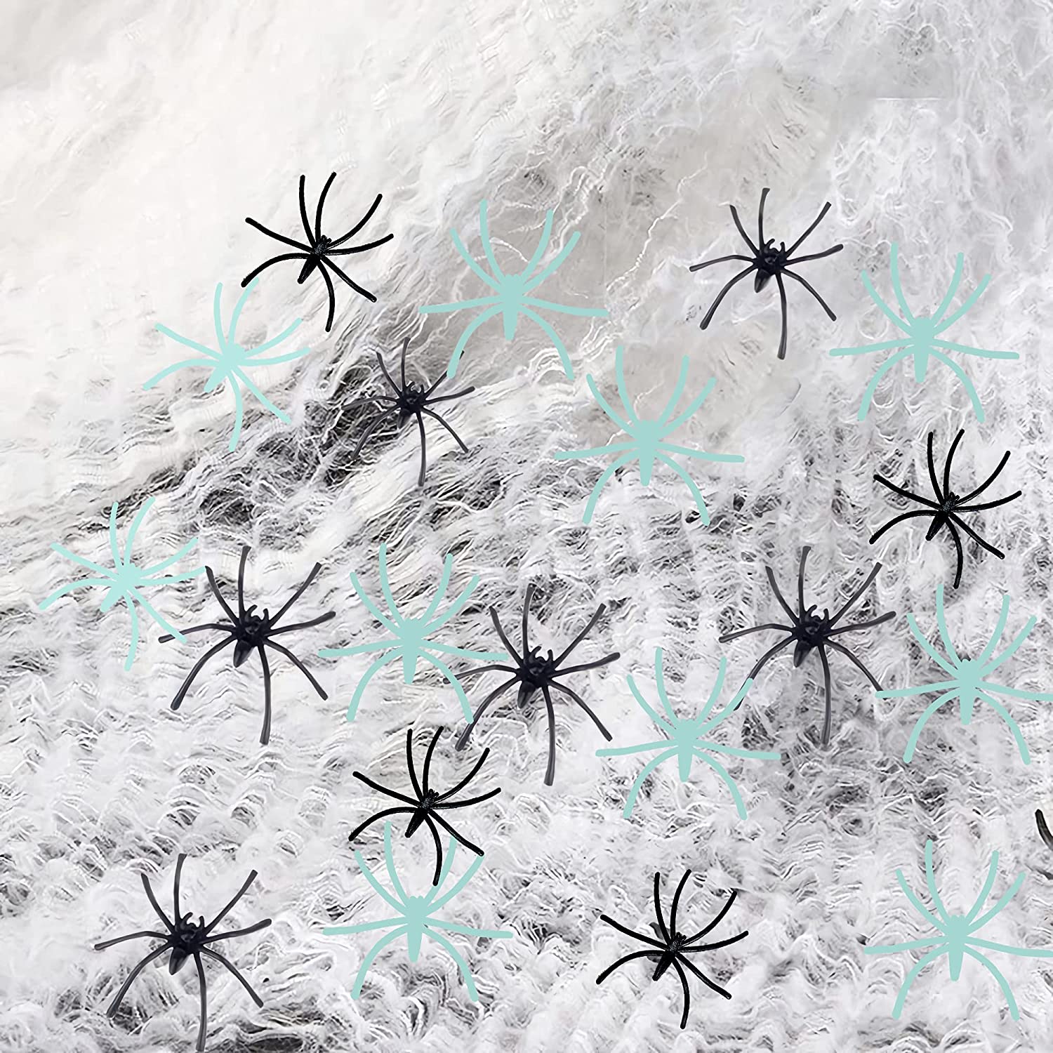 1200 Sqft Halloween Spider Web Decorations, with 50 Glow and 50 Black ...