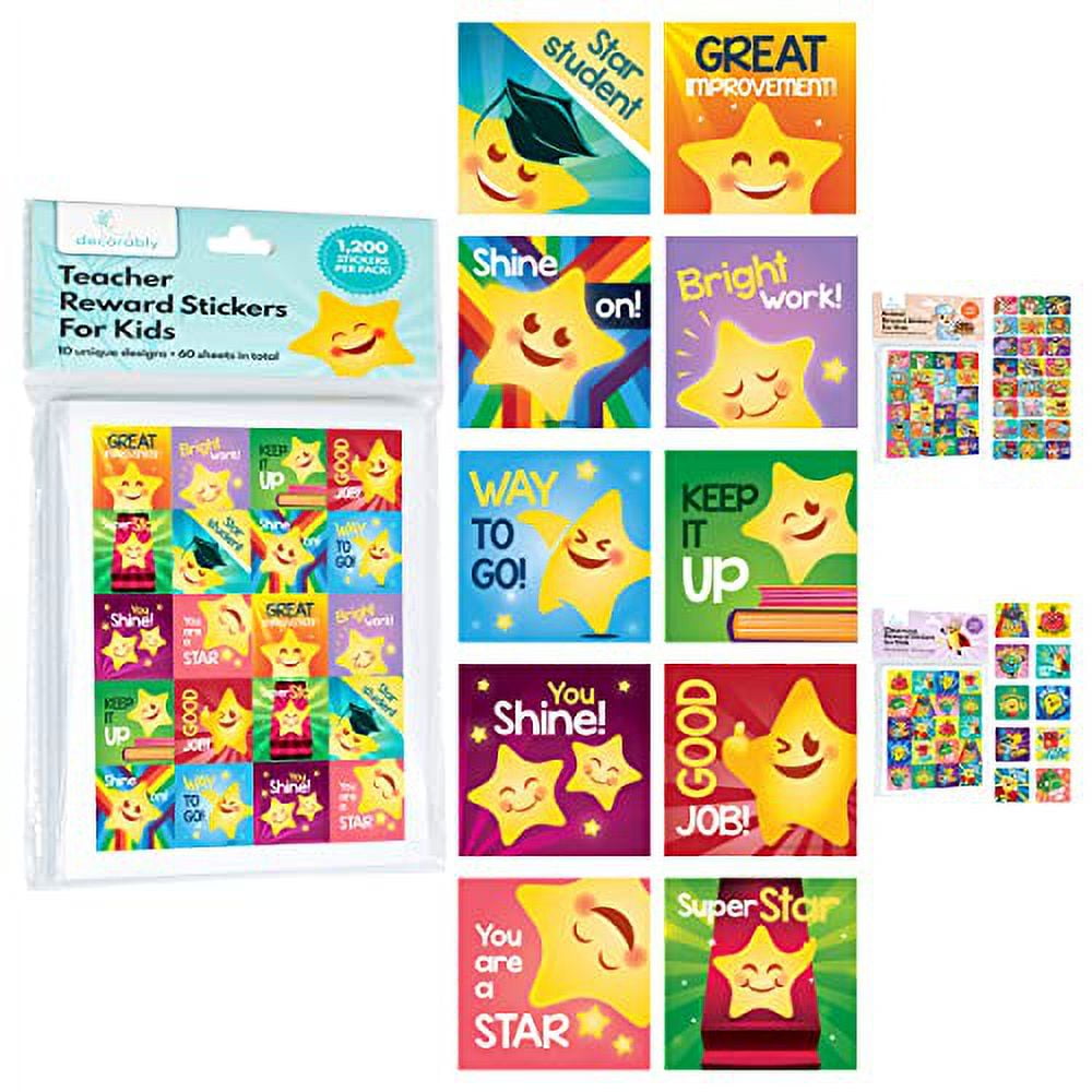 1200 Star Stickers for Kids Reward - 60 Sticker Sheets for Kids ...