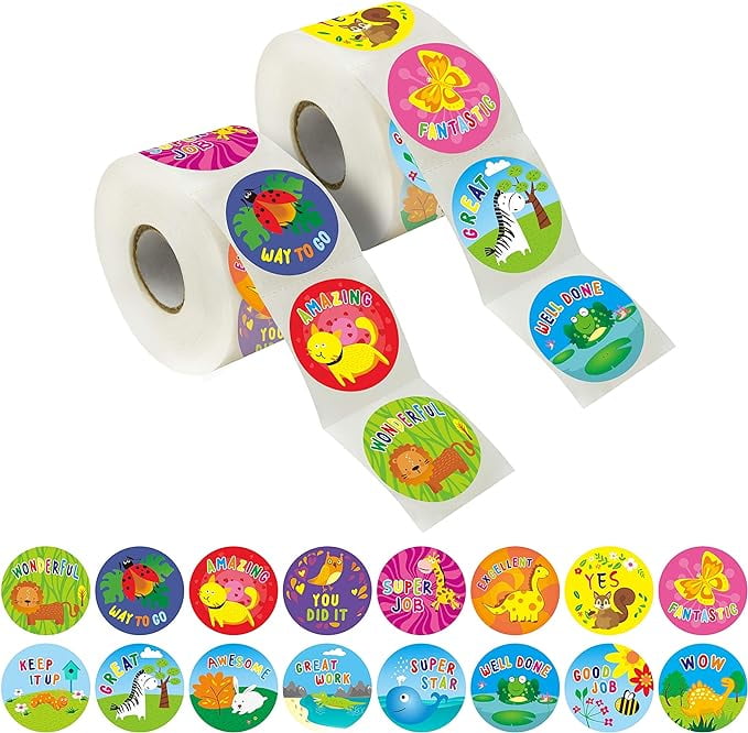 1200 Teacher Reward Encouragement Motivational Sticker in 16 Animals ...