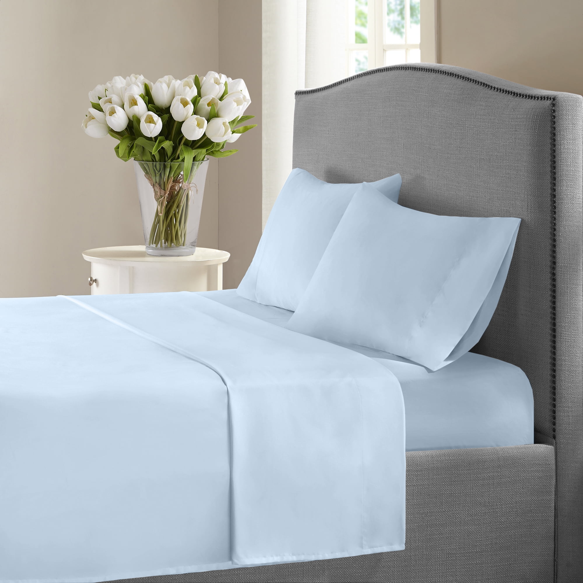 1200 Thread Count 100% Cotton Solid Sheet Set (Twin, Blue) - Walmart.com