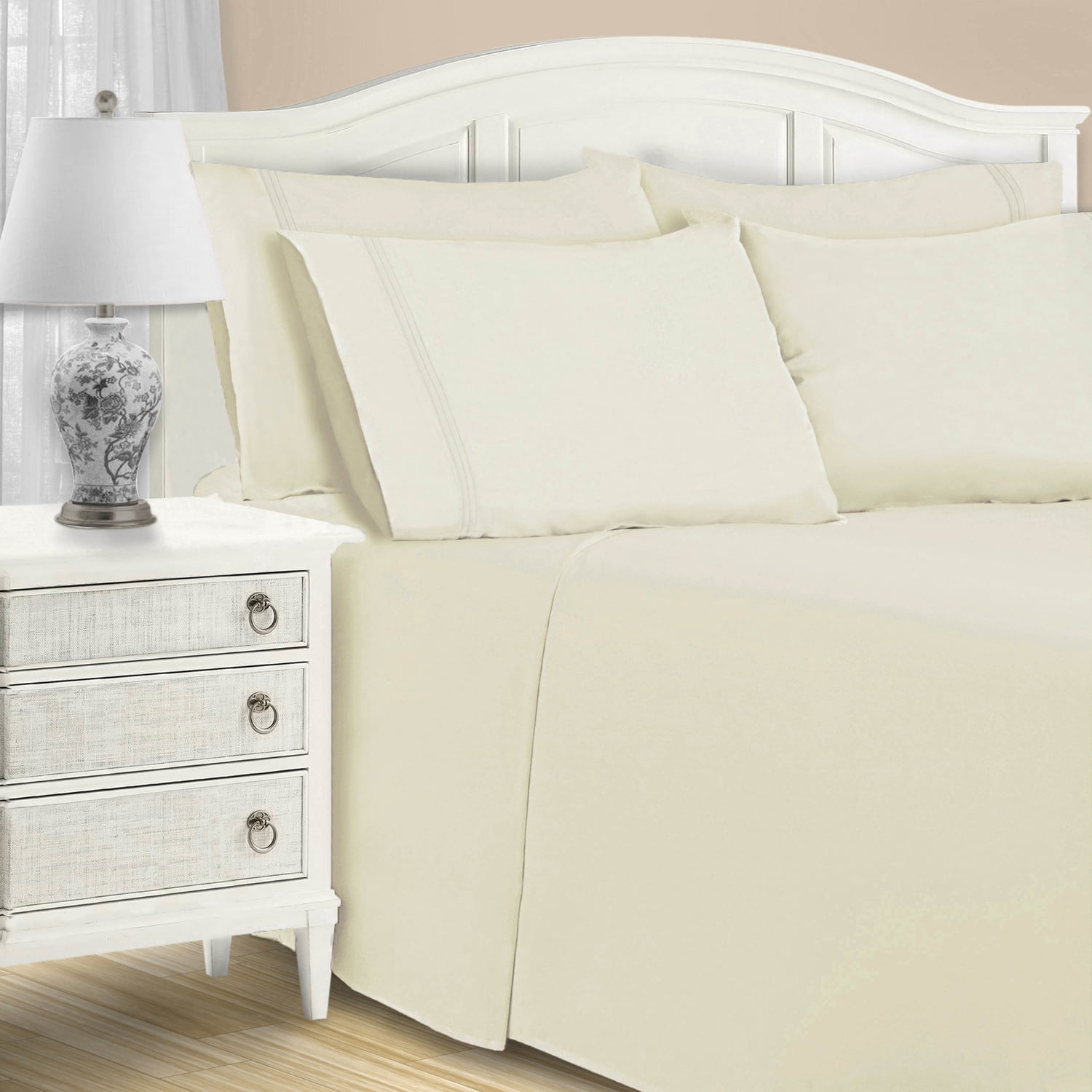 1200 Thread Count Cotton Blend 6 Count Sheet Set, Queen, Ivory ...