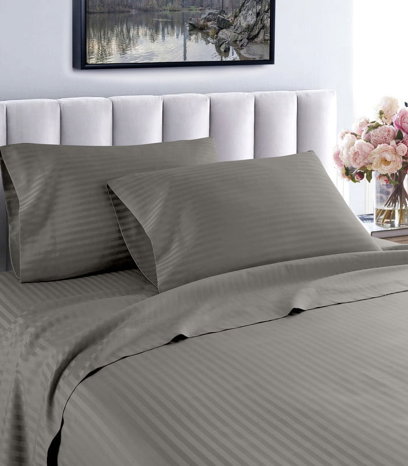 1200 Thread Count Twin Extra Long Size Deep Pocket Stripe Cotton Sheet ...