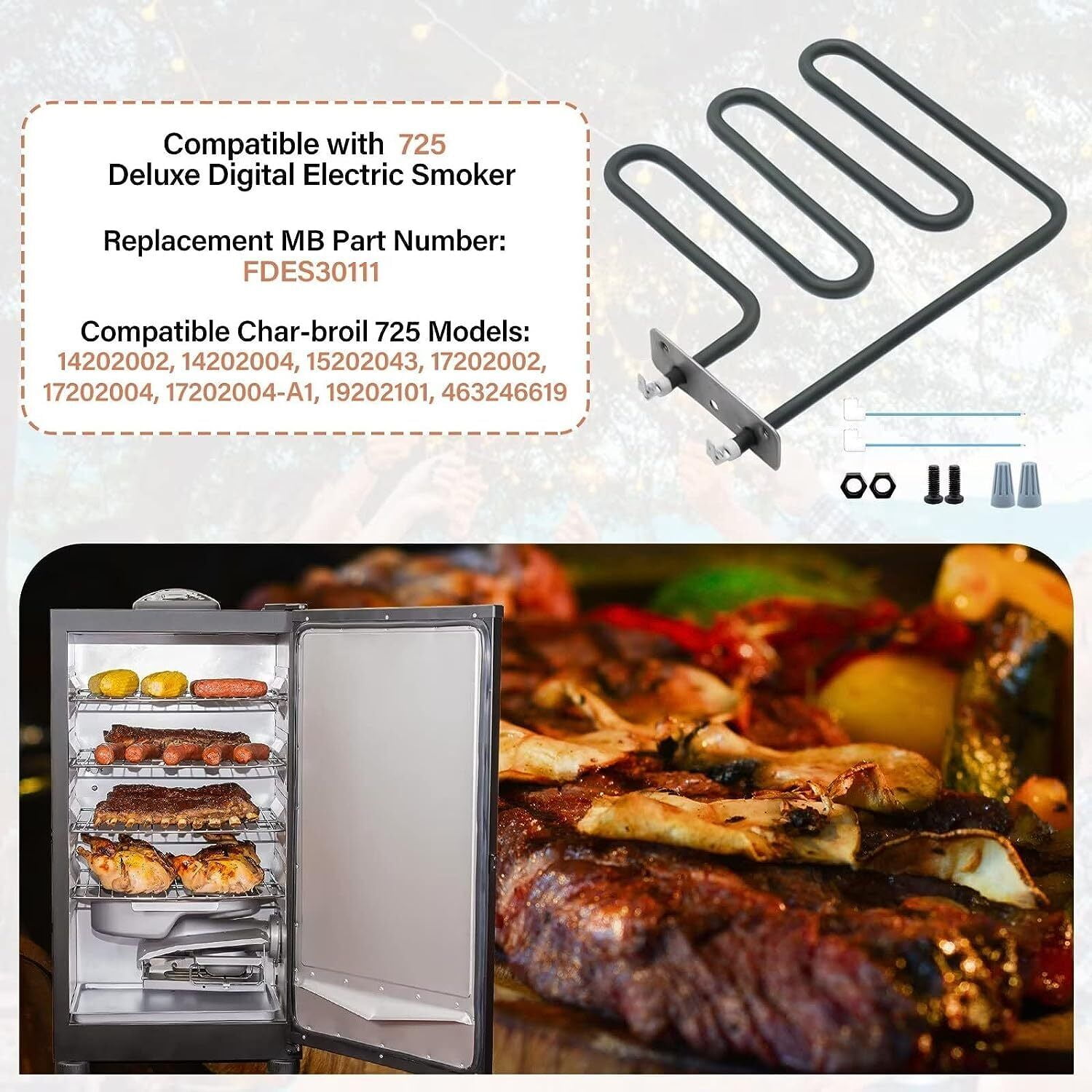 MAEIKOO Electric Smoker Heating Element Replacement Kit, 1200 Watts ...