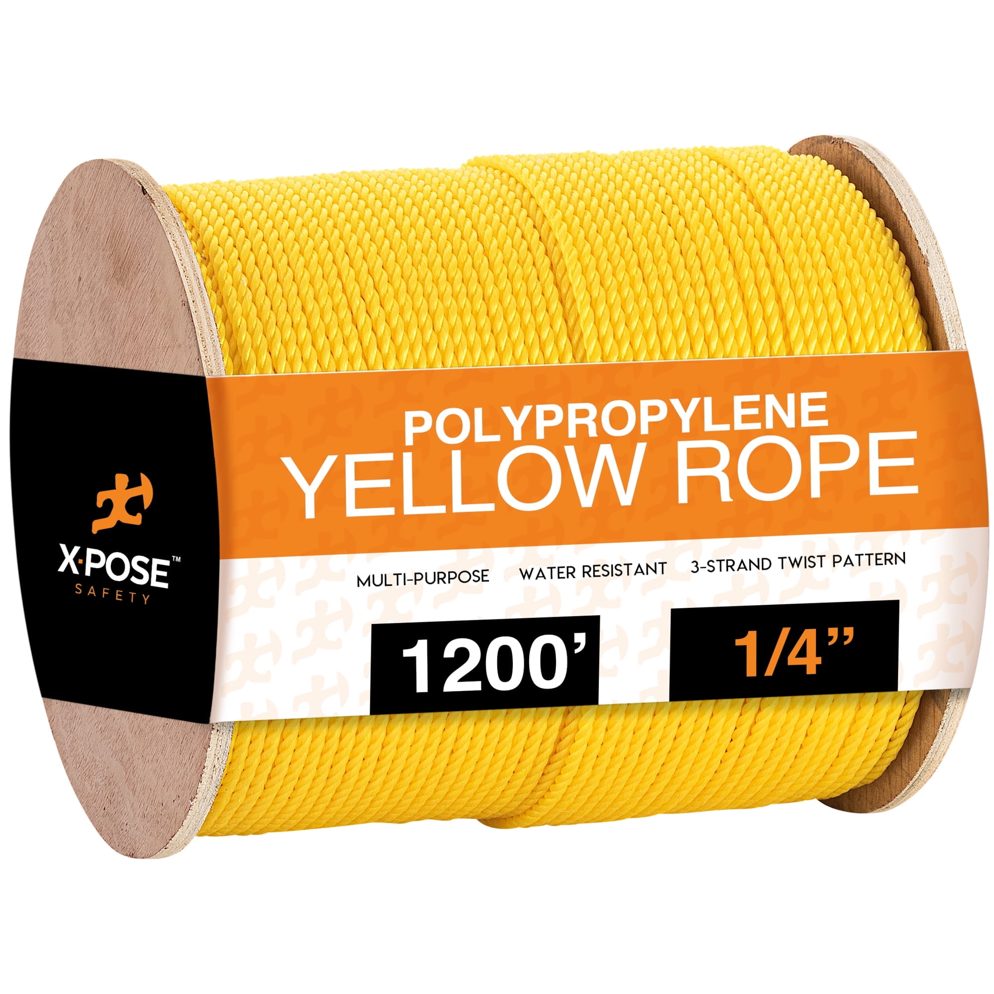 1200 ft Twisted Polypropylene Rope-1/4" -Yellow Pro Cord-Resistant to ...