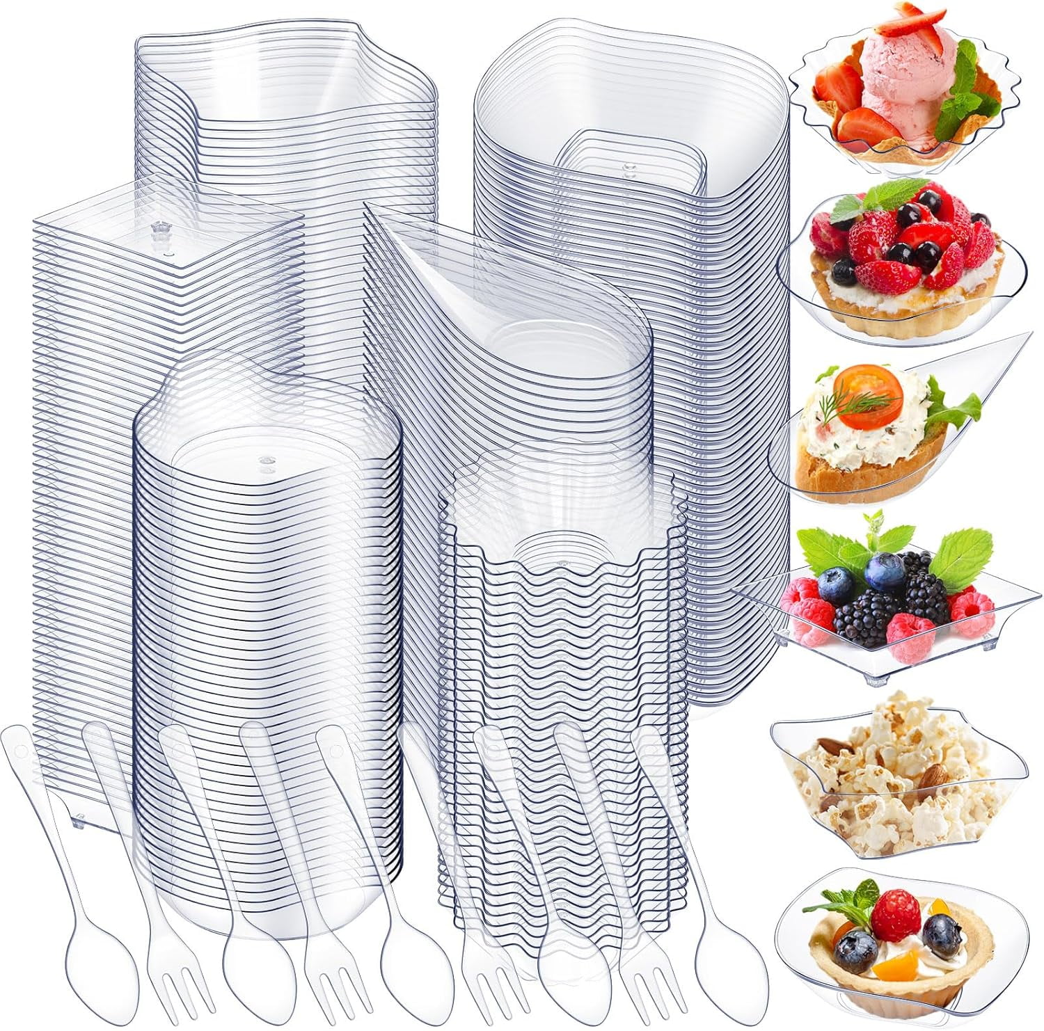 1200 mini plastic dessert plate set, including 600 appetizer plates in ...