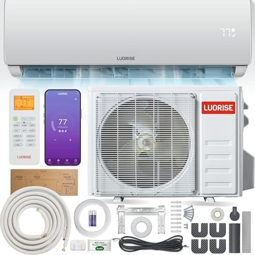 12000 BTU WiFi Enabled Mini Split AC/Heating System, Ductless Air ...