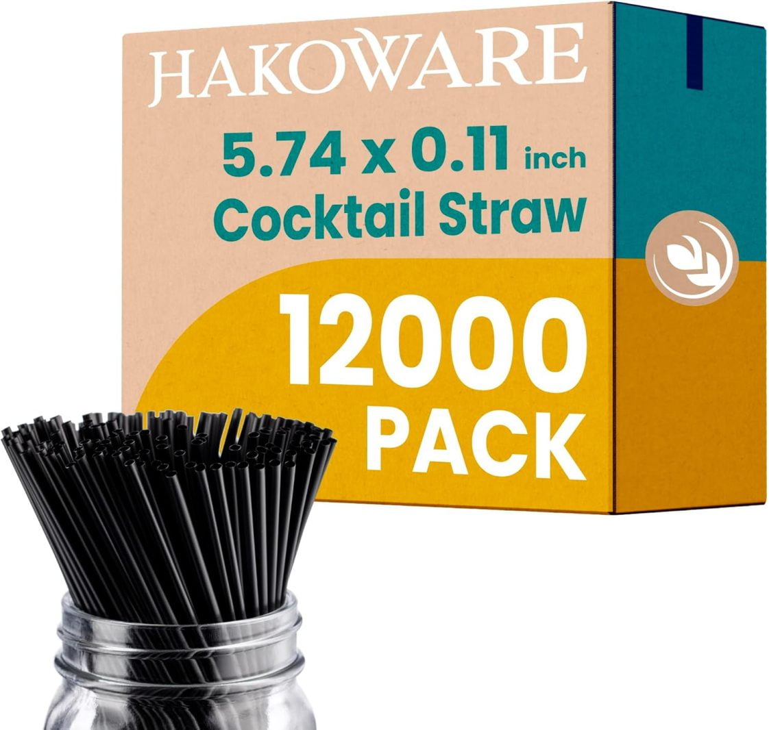 [12000 COUNT] CORNSTRAW 5" Short Cocktail Straws, Black PLA Cornstarch ...
