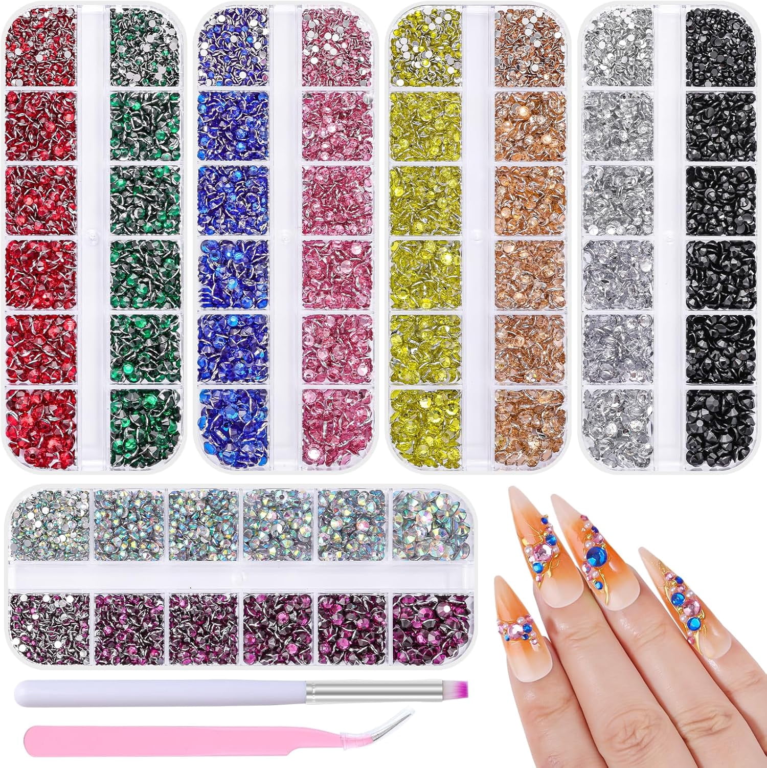 12000 count Art Rhinestones AB Flatback Rhinestones Stones with Pick Up ...