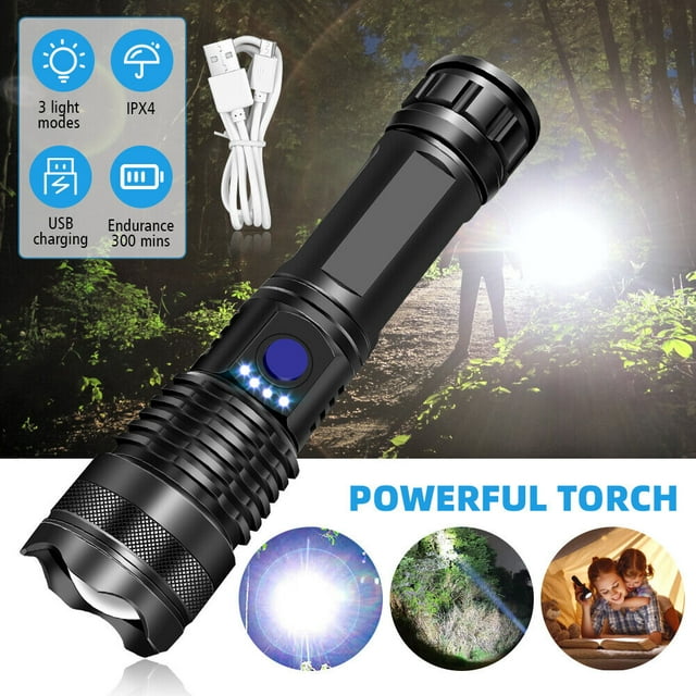 120000 Lumens Powerful Flashlight, Rechargeable XHP70.2 Super Bright Tactical Led Flashlight ...