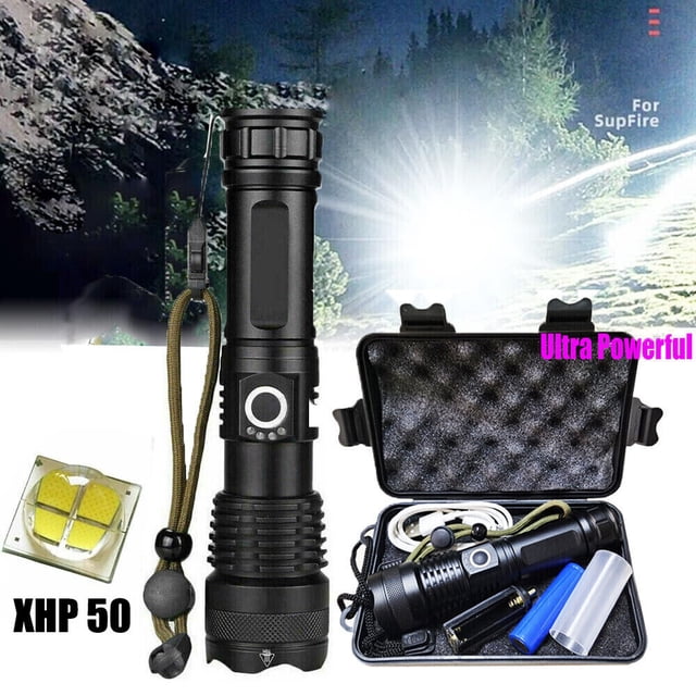 12000000Lumens Brightest LED Flashlight Rechargeable Tactical Police ...