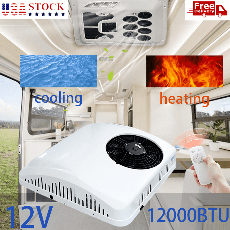 12000BTU 12V RV Air Conditioner Kit Rooftop Trailer Electric AC Unit ...