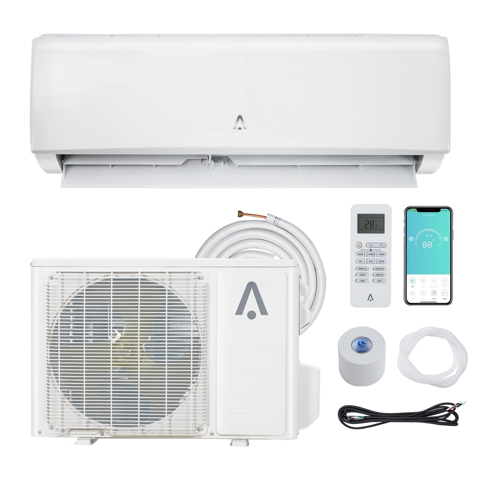 12000BTU Mini Split AC/Heating System, 19 SEER 230V Split AC Unit Cools ...