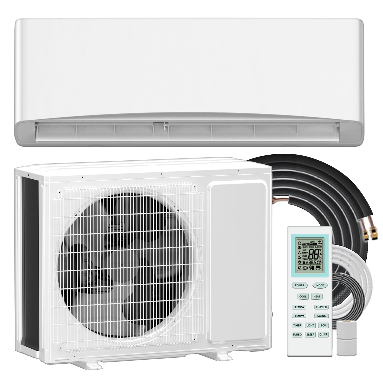12000BTU Mini Split Air Conditioner& Heater, 17 SEER2 Wall-Mounted Ductless AC Unit Cools Rooms ...