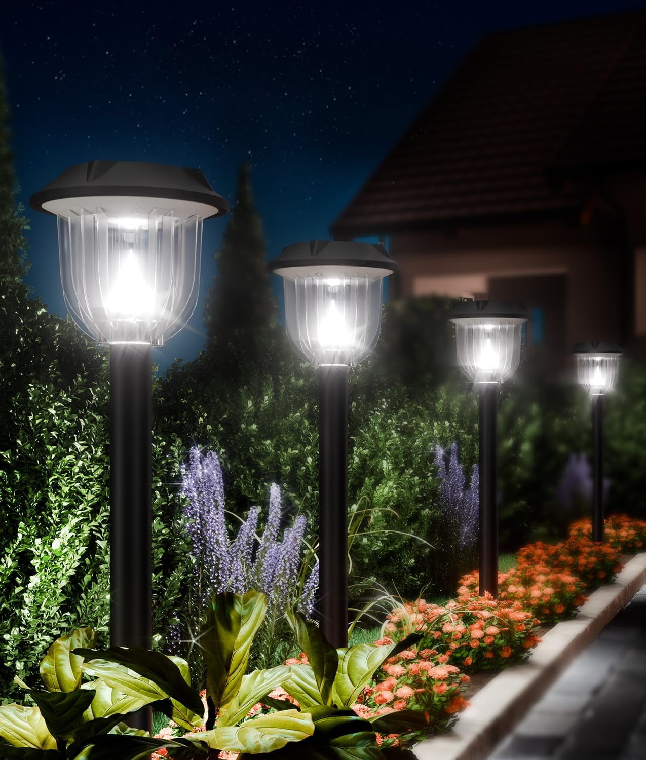 12000K 10 Pack Solar Lights Outdoor IP65 Waterproof,HIGH-POWER LED ...