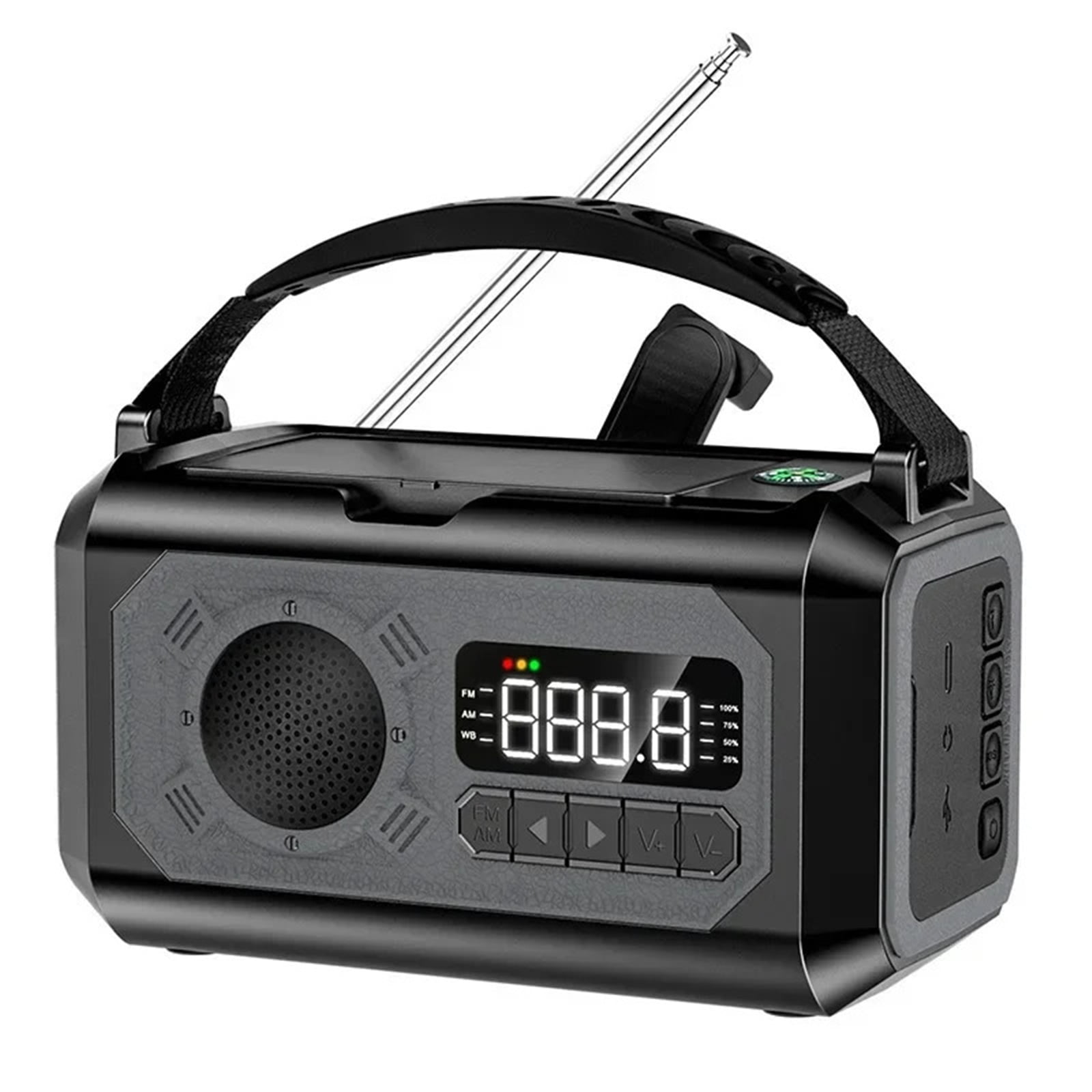 12000mAh AM/FM/NOAA Weather Radio With 2 Solar Panels Solar Hand Crank ...