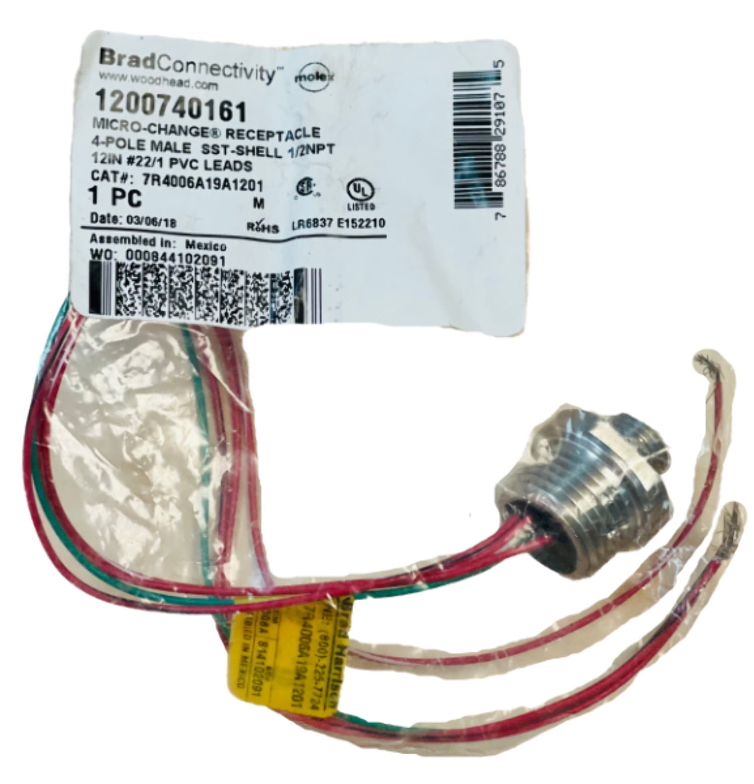 1200740161 MIC Receptacle 4-pole male sst-shell 1/2npt,7R4006A19A1201 ...