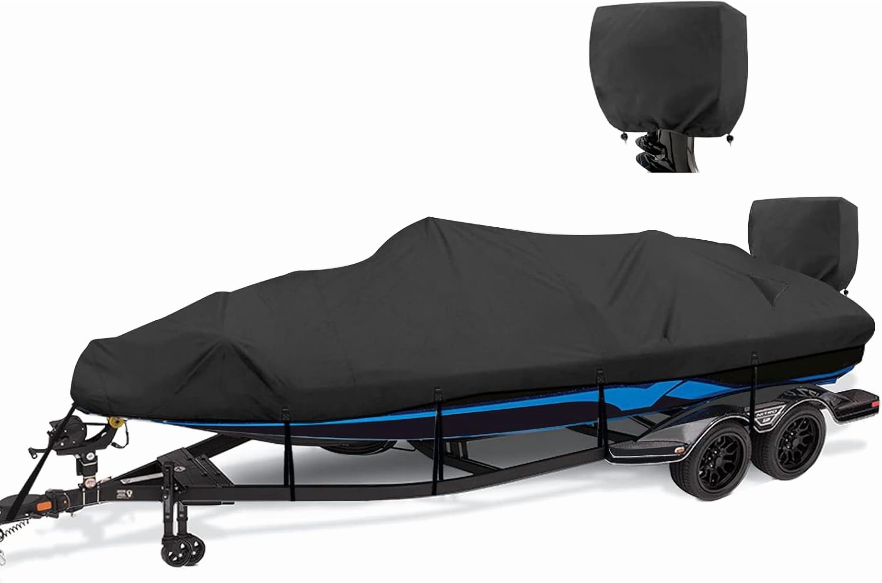 1200D Waterproof Boat Cover - Fits 16' to 18.5' ft Bass, V-Hull, Tri ...