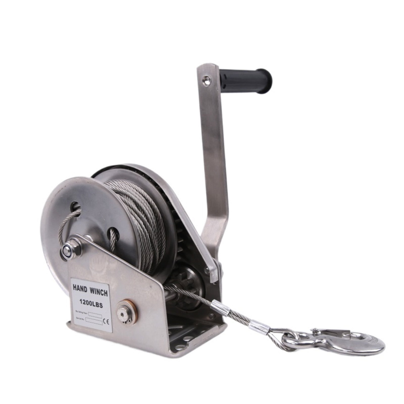 1200LBS 304 Stainless Steel Self-locking Winch 10m Wire Rope / Hook Two Way Brake ,Efficient ...