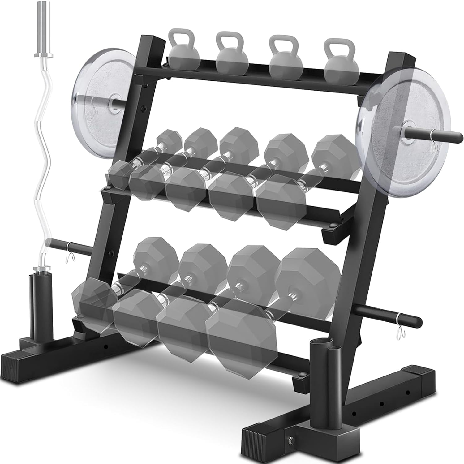 1200LBS Dumbbell Rack- Adjustable 3 Tier Weight Rack for Home Gym ...