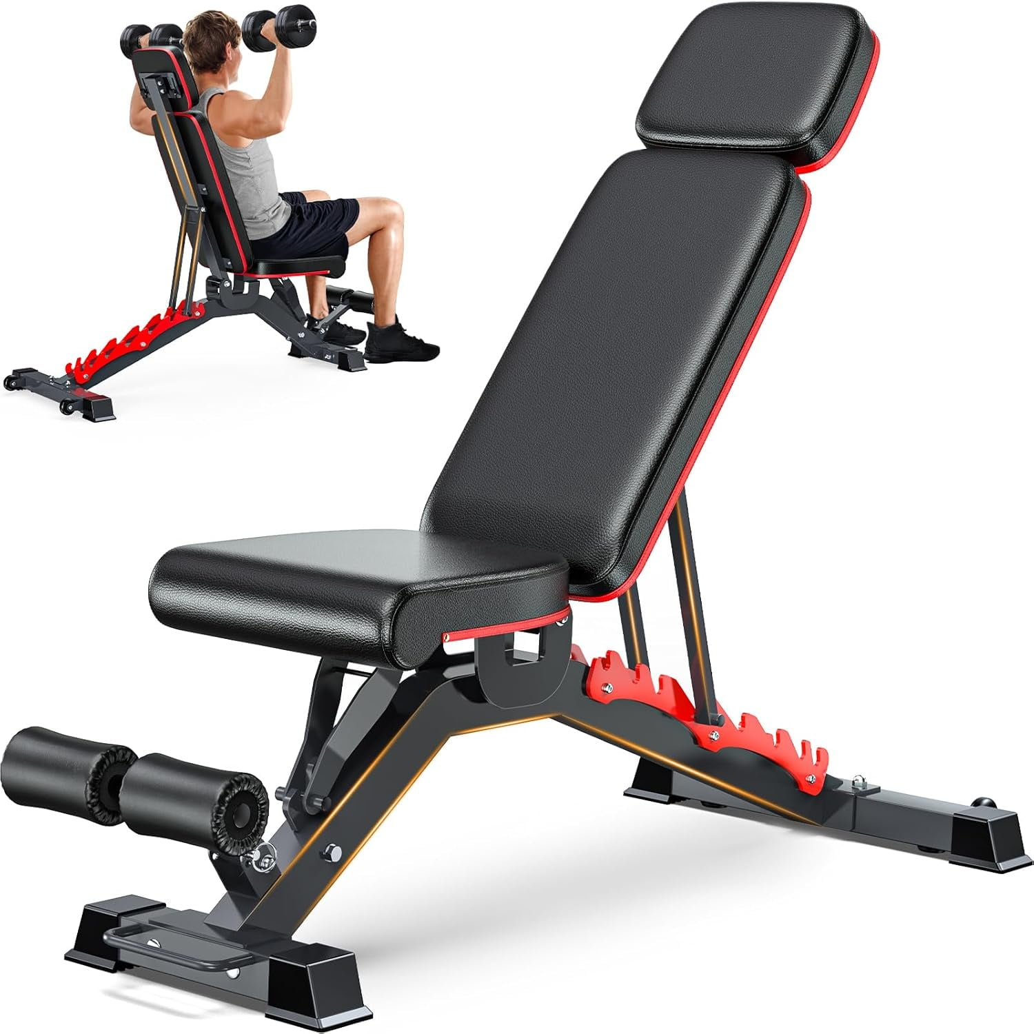 1200LBS Weight Bench, Heavy Duty Adjustable Workout Bench for Home Gym ...