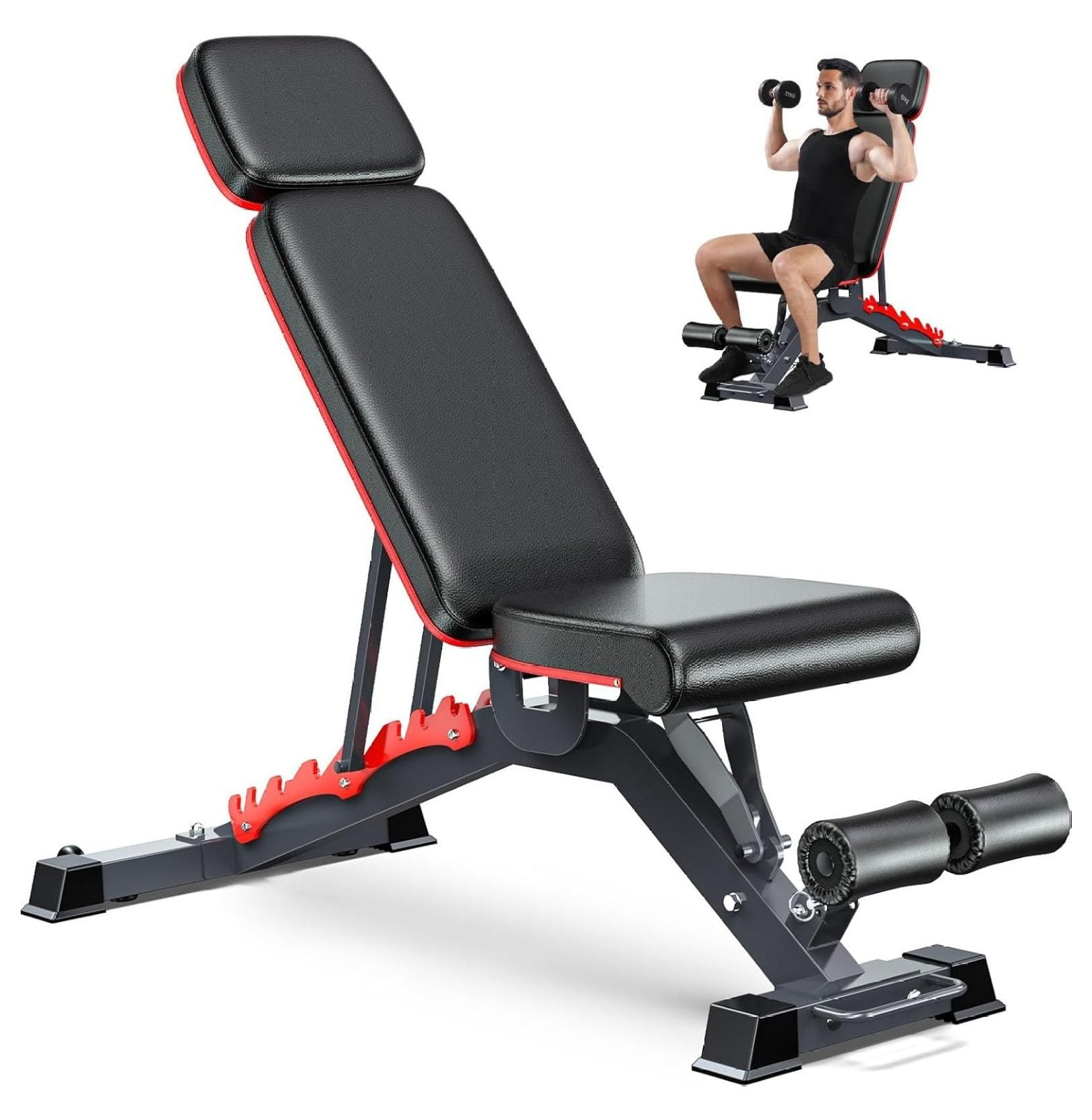 1200LBS Weight Bench, Heavy-Duty Workout Bench for Home Gym, Bench Press with Adjustable ...