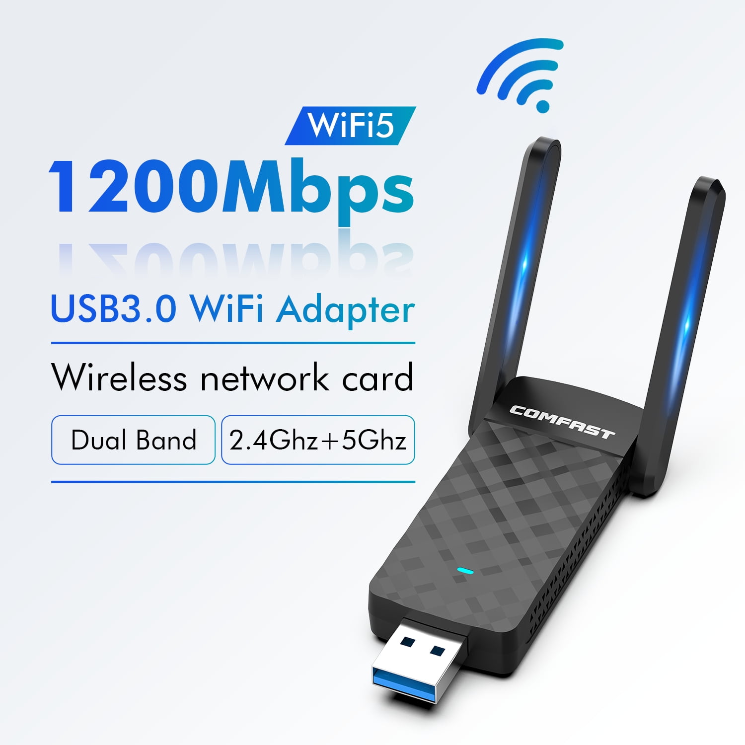1200Mbps Adaptador Wifi Usb 3.0 Adapter 5G/2G MT7612U 2*2dbi Antena ...