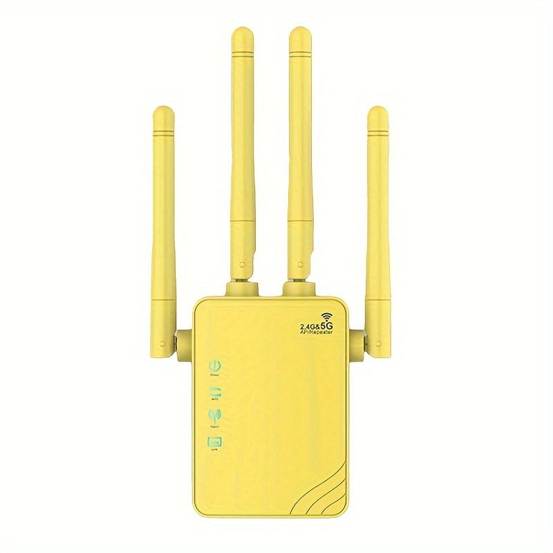 1200Mbps Dual-Band WiFi Repeater - 360° Full Coverage, 4 Antennas ...