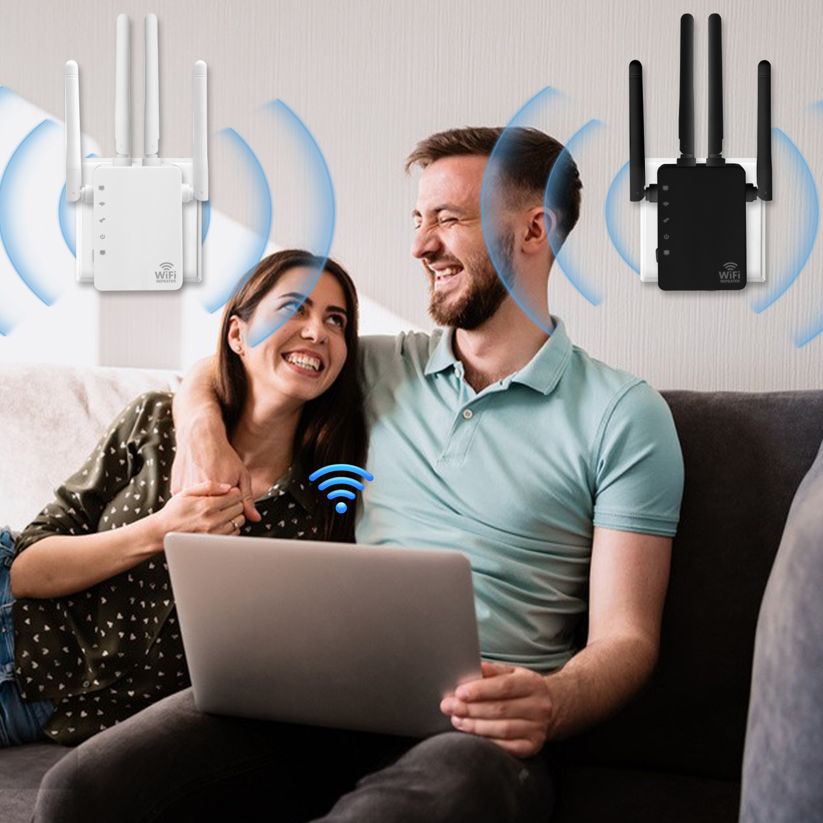 1200Mbps WiFi Extender, Dual Band 2.4GHz & 5GHz, High Speed Signal ...