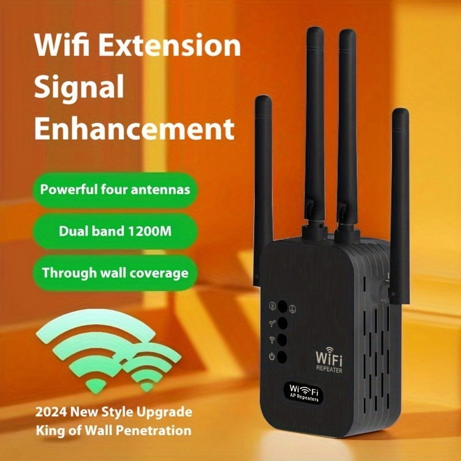 1200Mbps WiFi Router with US Plug, 6 Antennas for Strong Signal, 3-in-1 ...