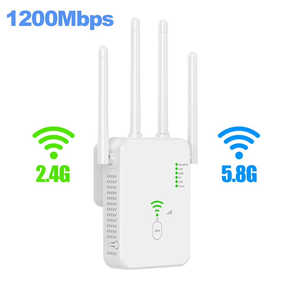 1200Mbps Wireless WiFi Repeater Wifi Booster Dual-Band 2.4G 5G WiFi ...