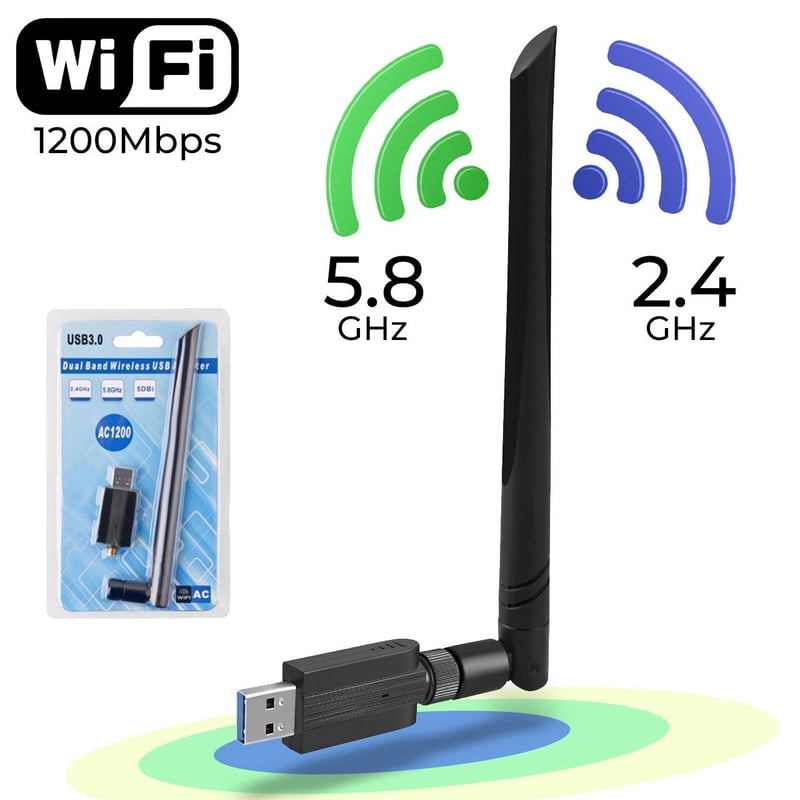 1200Mbps Wireless Wifi Adapter 2.4G& 5G Wifi Antenna External USB Wifi ...