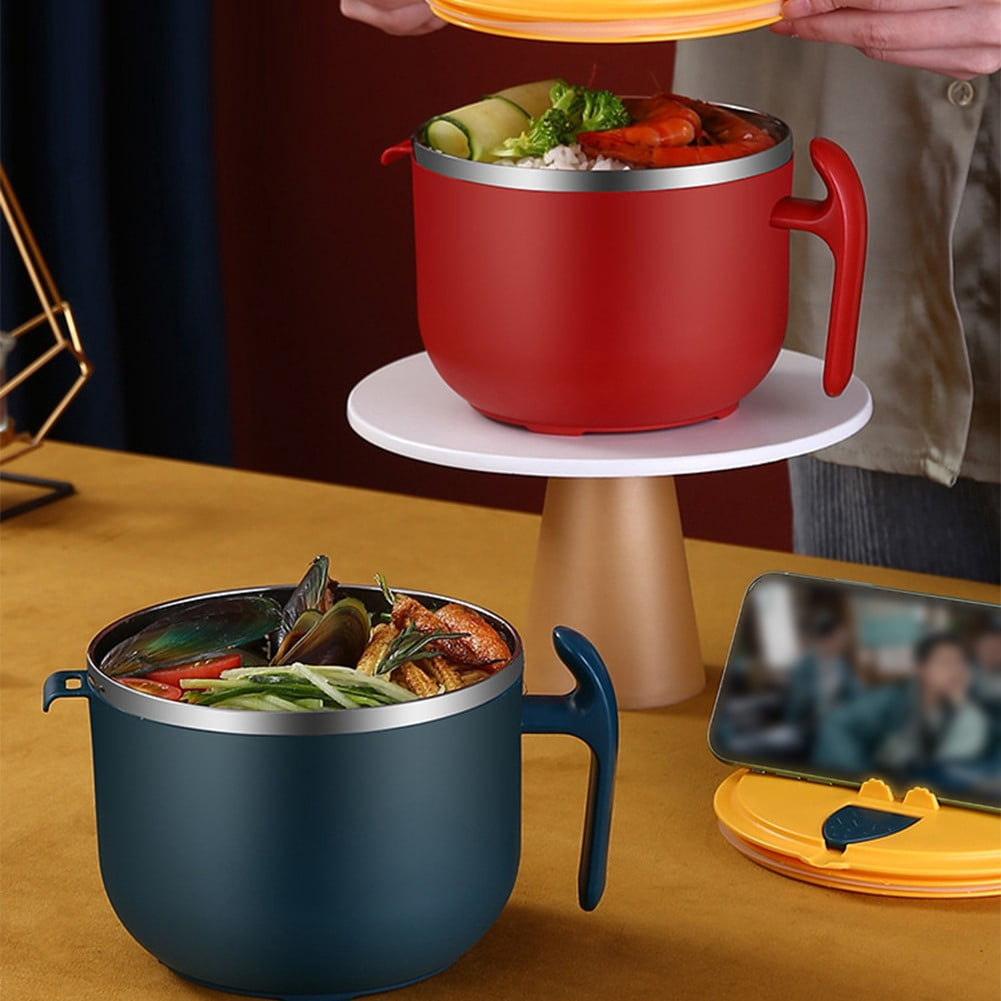 1200Ml Stainless Steel For Instant Noodle Bowl With Strainer Lid And ...