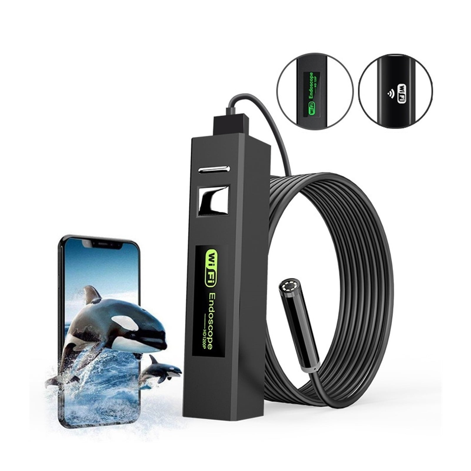 1200P WIFI Endoscope Camera IP67 Waterproof Hard Cable Control ...