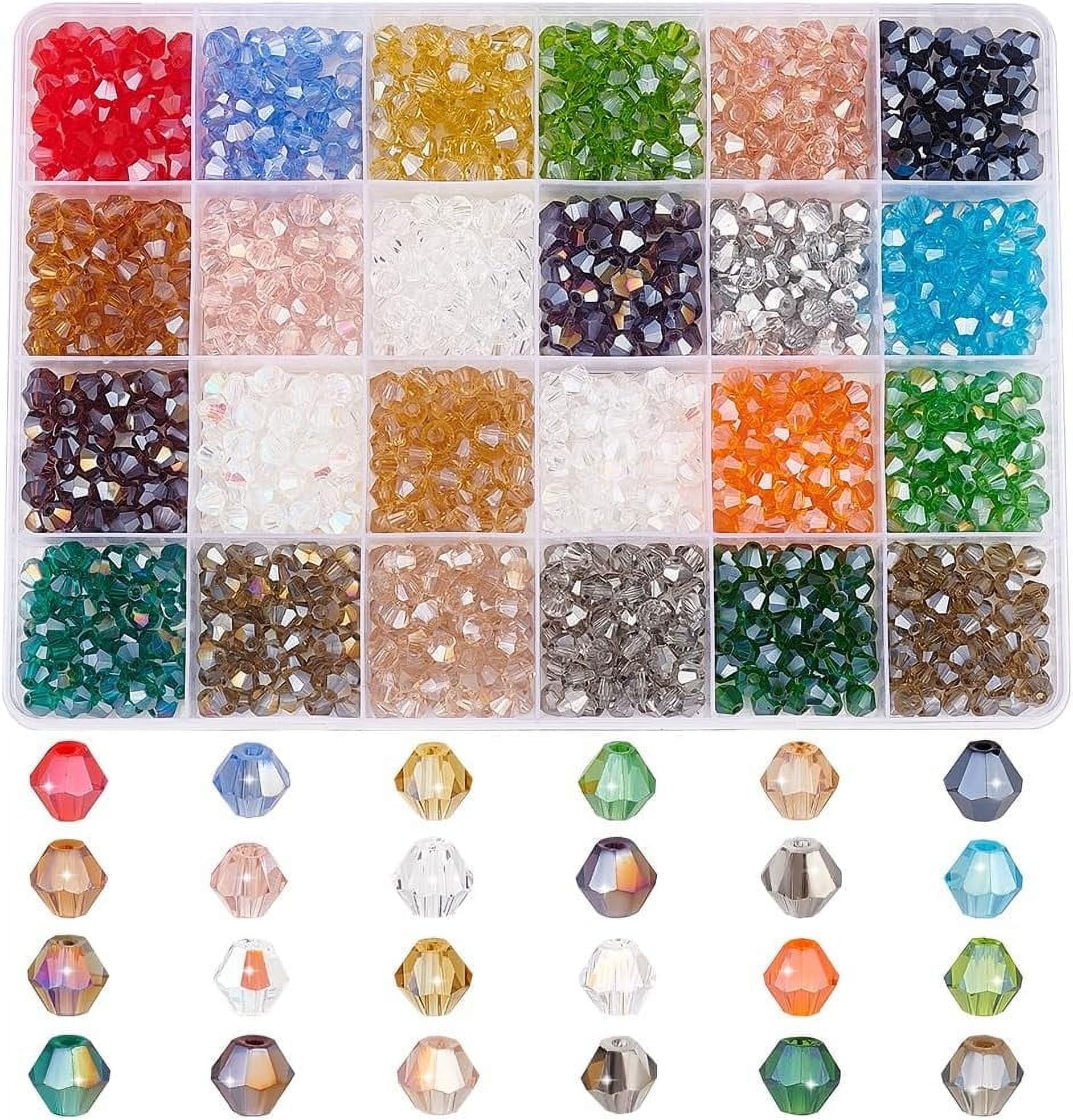 1200PCS 6mm Electroplate Glass Beads Strands 24 Colors Faceted Glass ...