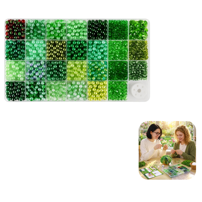 About 1200PCS 6mm Glass Beads Bracelet Making Kit,24 Assorted Green ...
