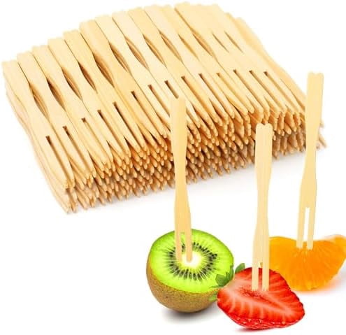 1200PCS Bamboo Appetizer Forks, 3.5 Inch Mini Bamboo Forks for ...