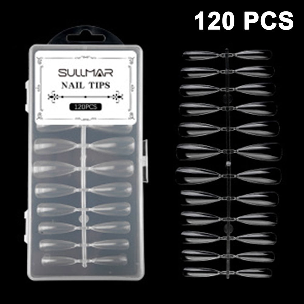 1200PCS Full Cover Short Square False Nail Tips, 10 Sizes, Clear ...
