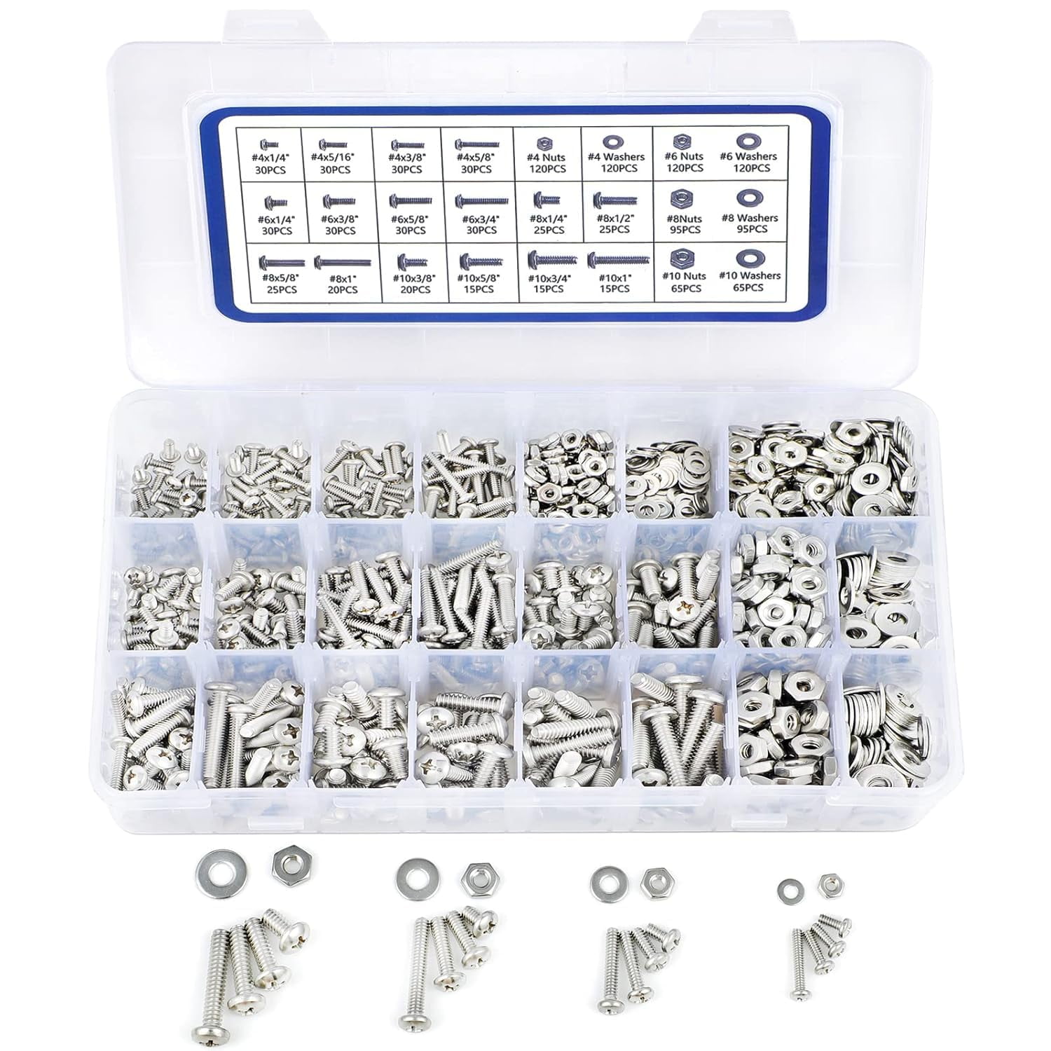 1200PCS Machine Screw Assortment Kit, JROUTH Phillips Pan Head #4-40#6 ...